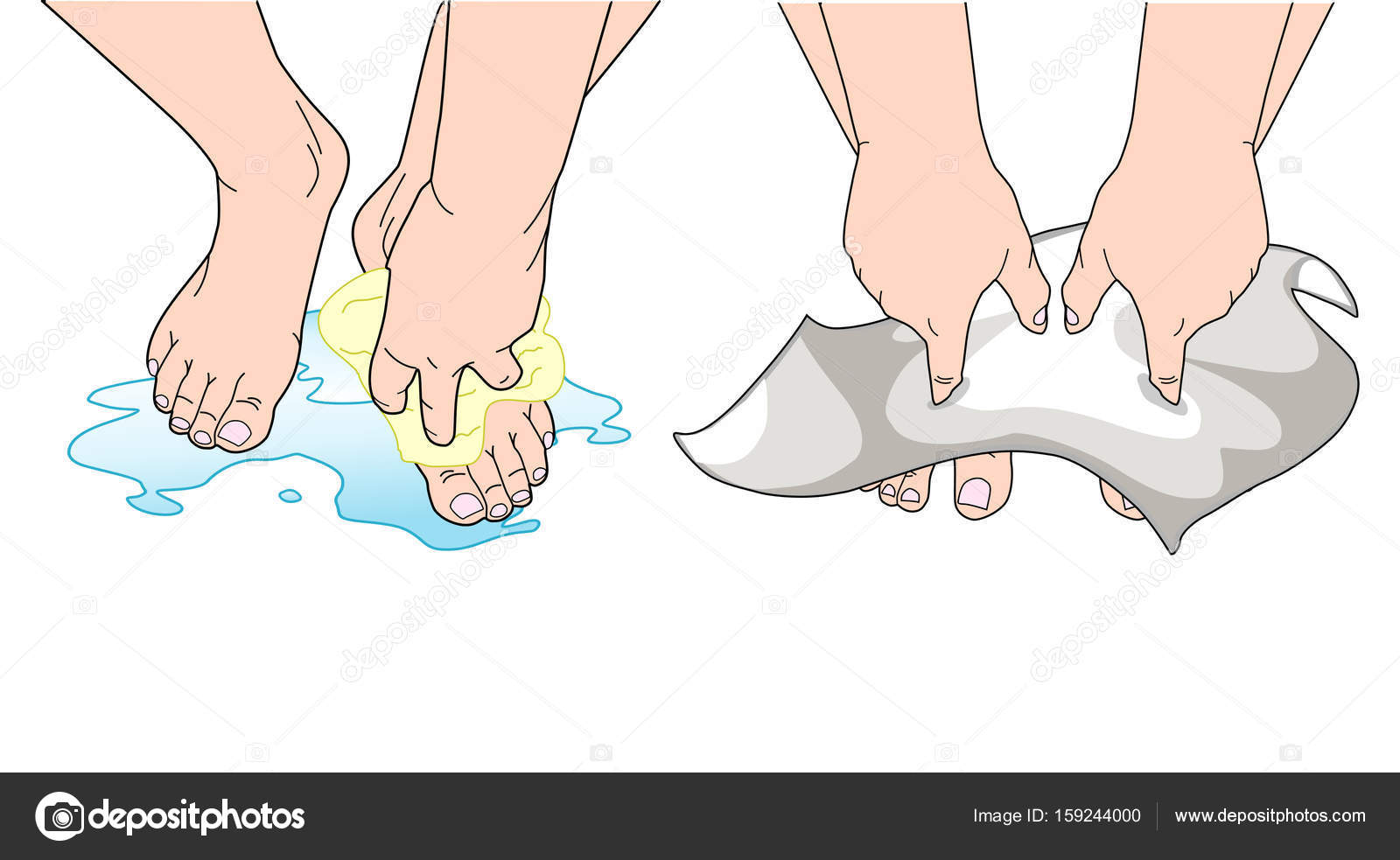 Washing and Drying Feet Stock Vector by ©Sandalphonarts 159244000