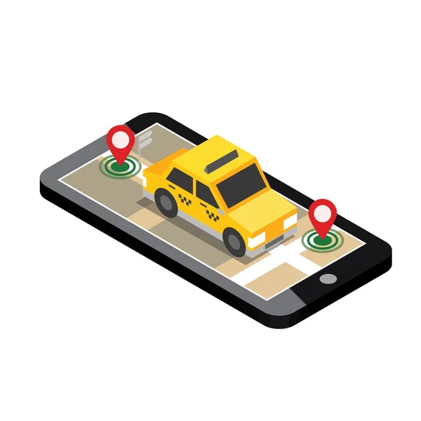 Isometric location. Mobile geo tracking. Map. Taxi. Stock Vector Image by ©e.sheluxina #147570151