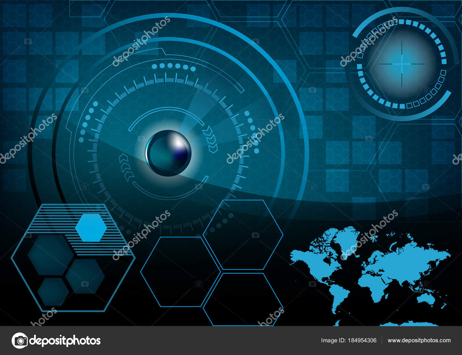 HUD GUI Radar monitor screen. Futuristic game technology outer s Stock ...