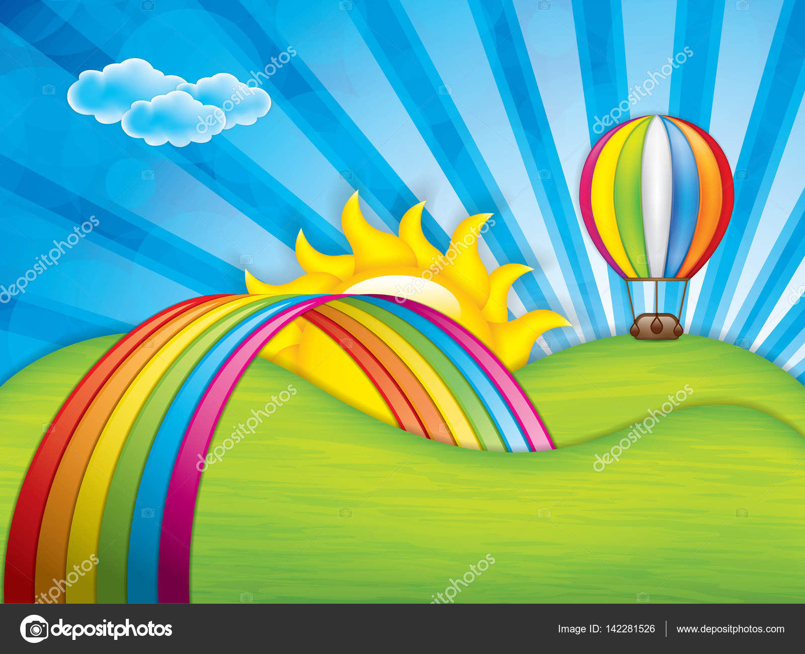 Spring background with rainbow Stock Illustration by ©gigello #142281526