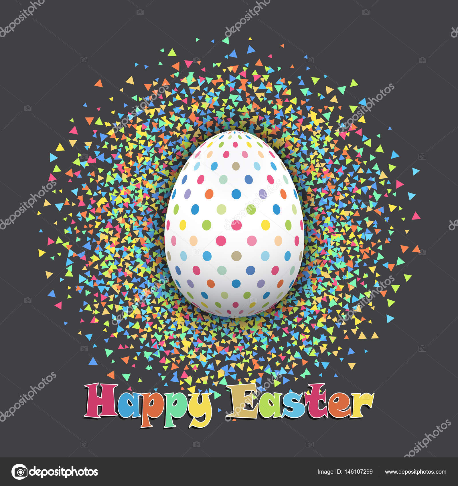 Spotted Easter egg on confetti background Stock Vector by ©kjpargeter ...