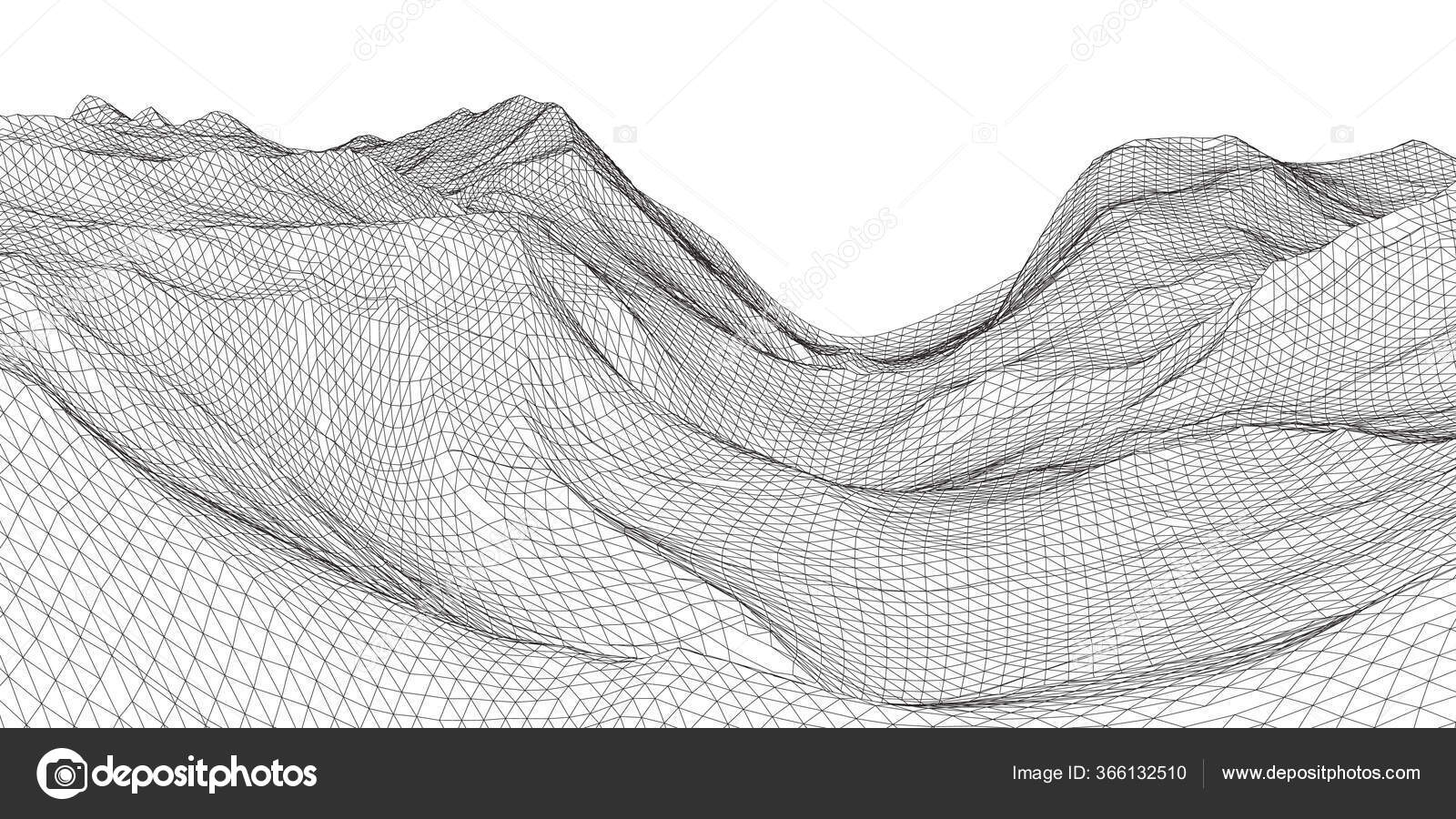 Abstract Banner Wireframe Detailed Landscape Design Stock Vector by ...
