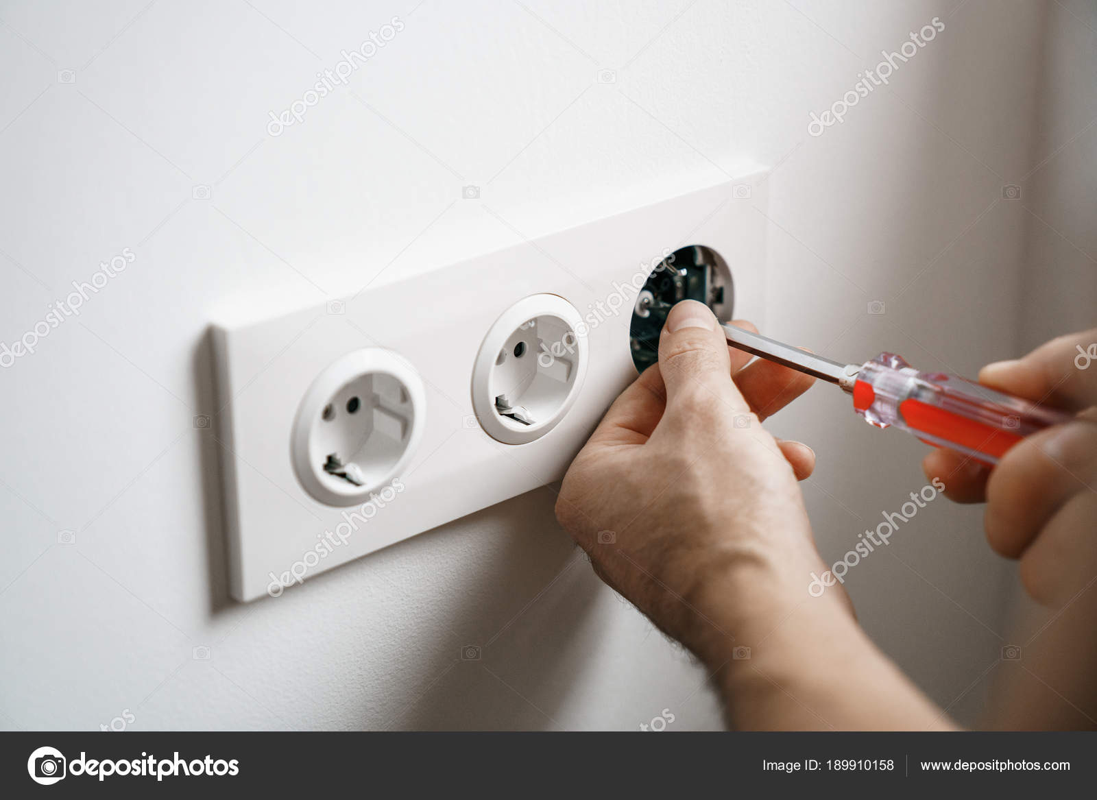 Repair Electricity Socket Man Bare Hands Improper Safety Repair ...