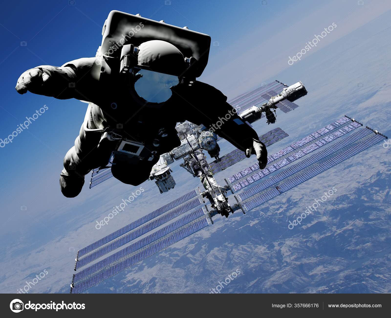 Astronaut Space Solar Battarei Elemen Image Furnished Nasa Render Stock ...
