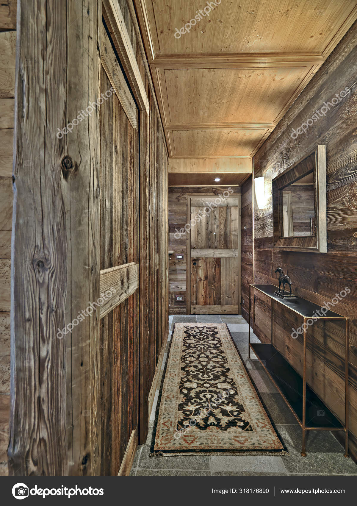 Interior view of a corridor in the rustic apartment — Stock Photo ...