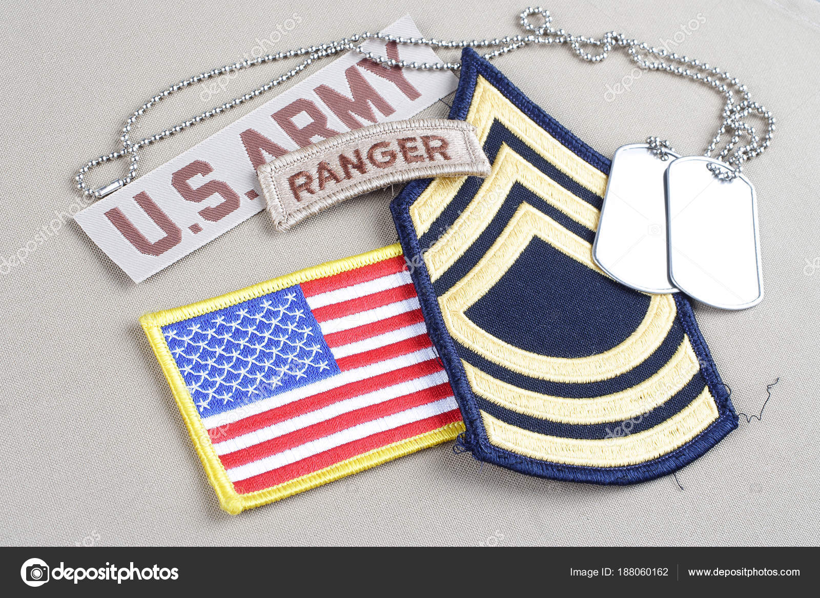 KIEV, UKRAINE - August 21, 2015. US ARMY Master Sergeant rank patch ...