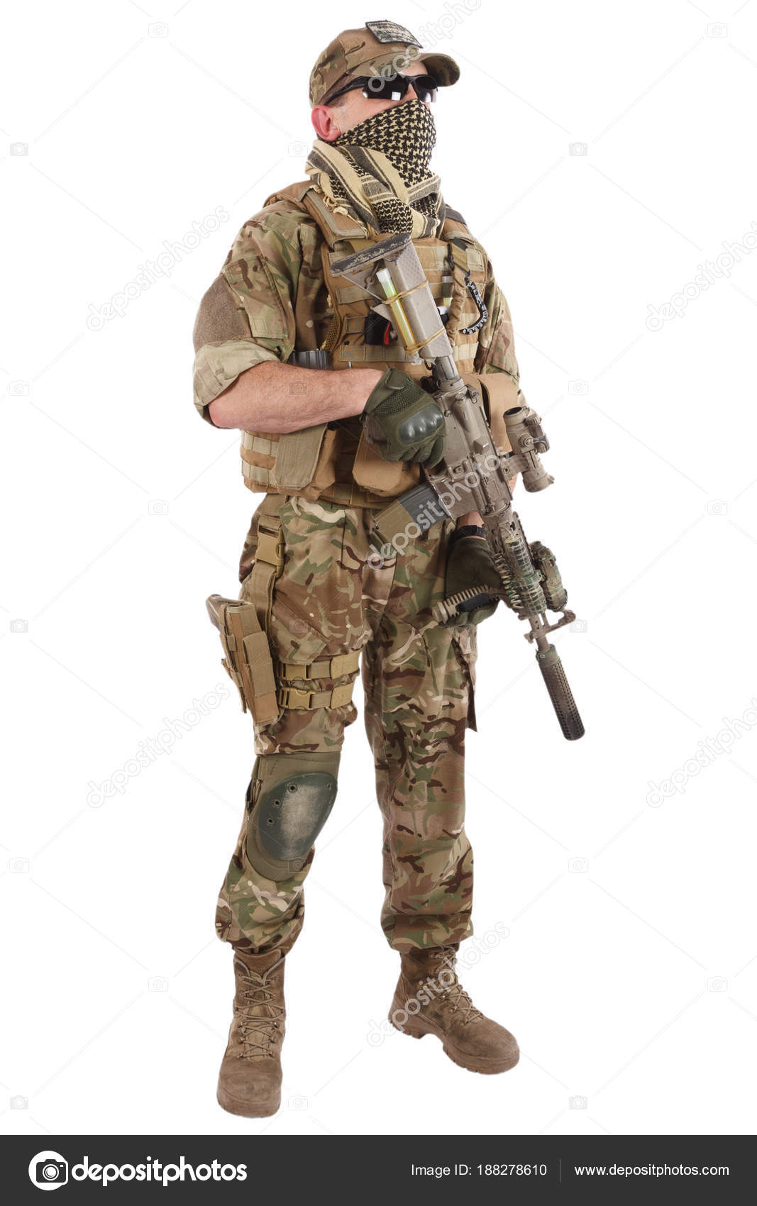 Private Military Company Operator Assault Rifle White Background ...