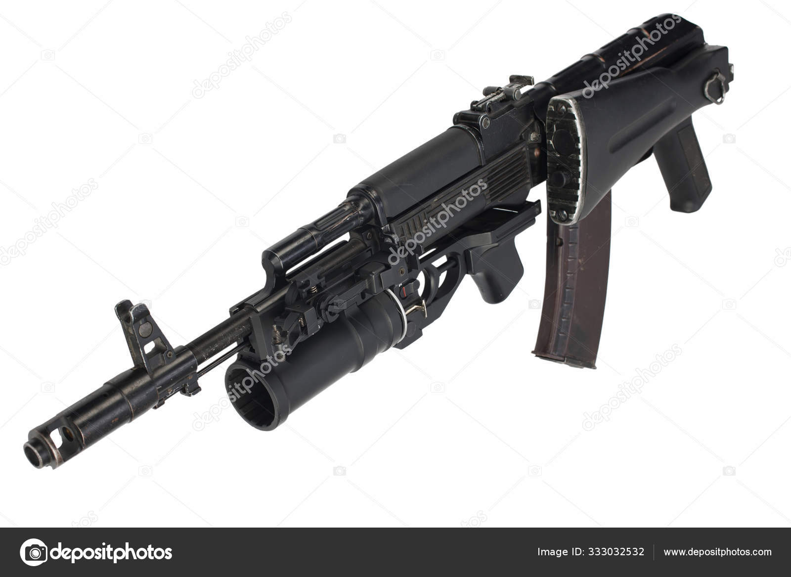 Modern kalashnikov 5.45 mm AK 74M assault rifle with 40 mm underbarrel ...