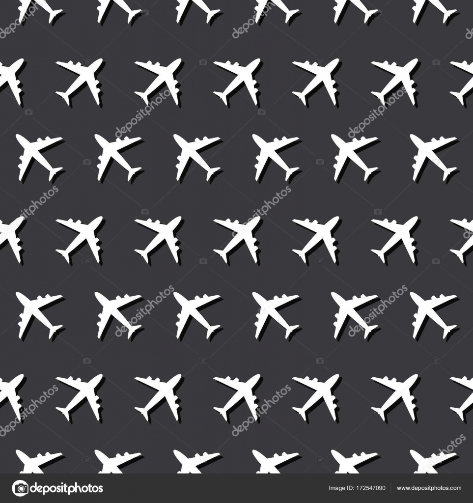 Airplane Commercial Aviation Seamless Sign Dark Pattern Stock Vector by ...