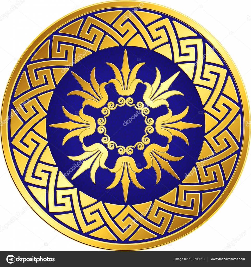 Vector Traditional vintage gold Greek ornament, Meander Stock Vector by ...
