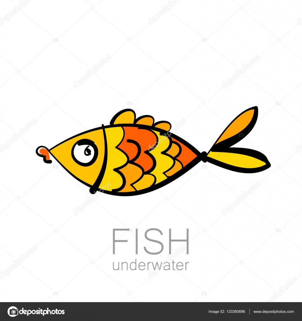 Ikan di bawah air gambar tangan Vektor Stok oleh ©antoshkaforever 133380696