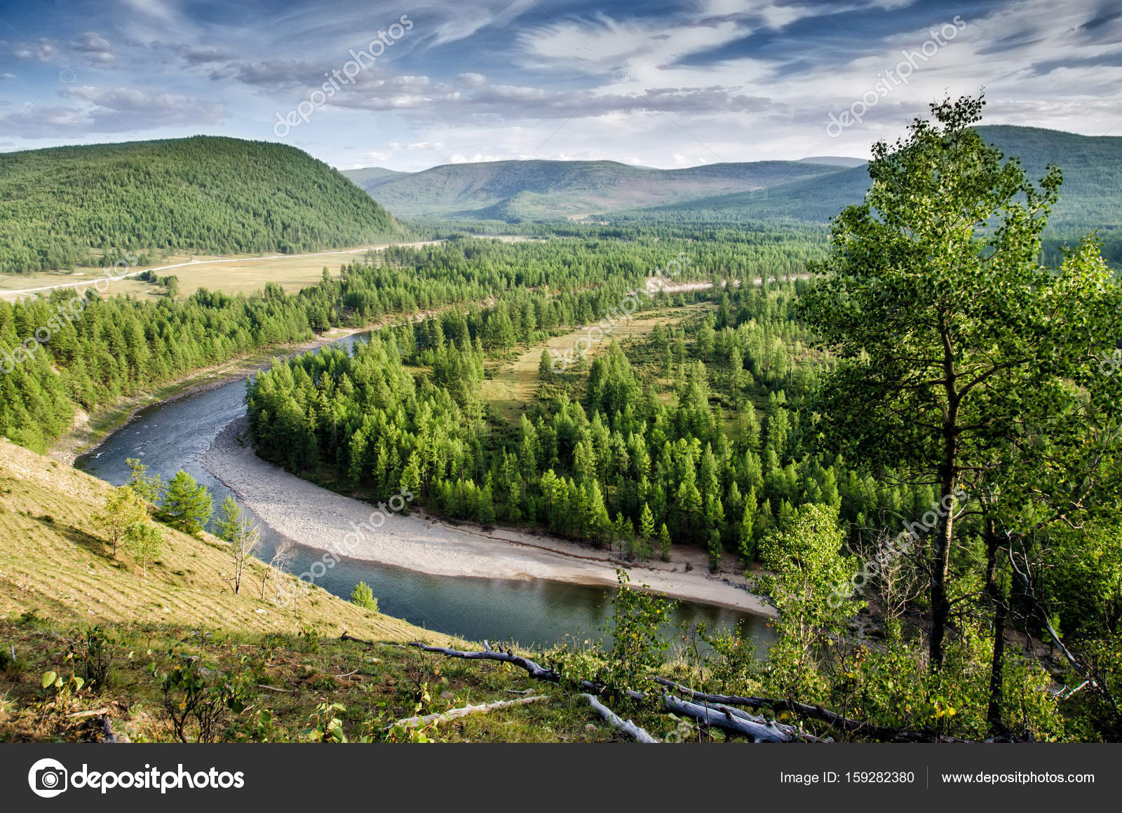 View above oka river, russian nature. Buryatia. Siberia. Stock Photo by ...