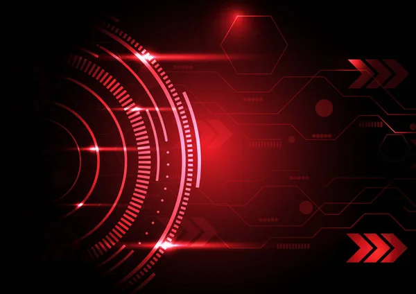 Abstract Technology Background Concept Circle Circuit Digital Metal Red ...