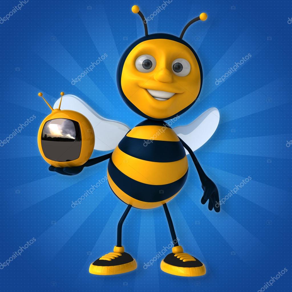 Bee holding tv set Stock Illustration by ©julos #124922896