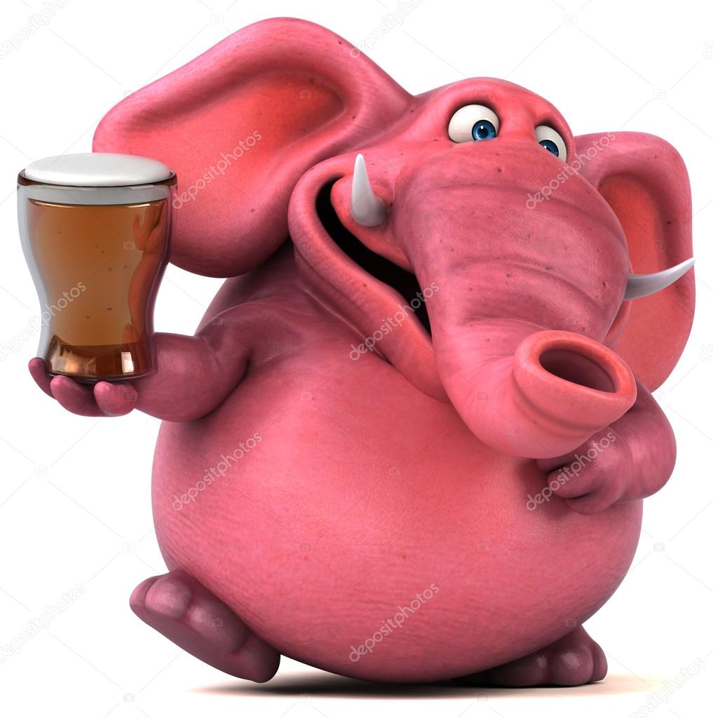 Pink elephant holding beer Stock Photo by ©julos 126027006