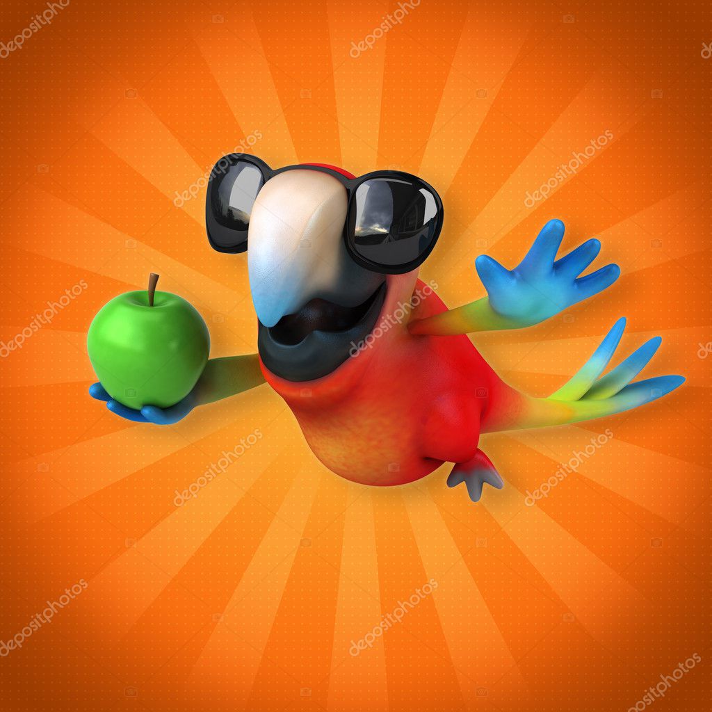 Parrot holding apple — Stock Photo © julos #126343608