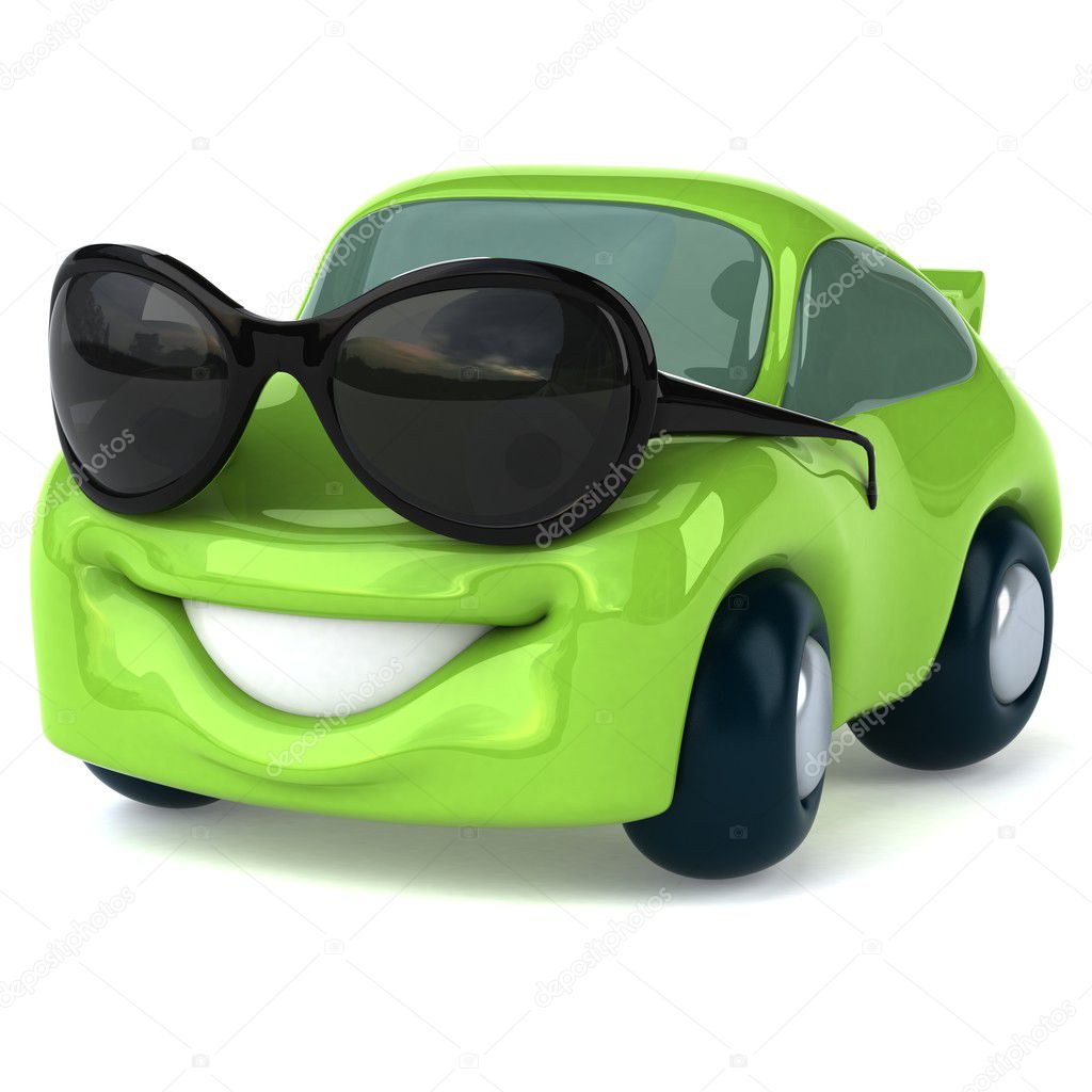 Coche divertido con gafas de sol aisladas en blanco — Foto de stock ...