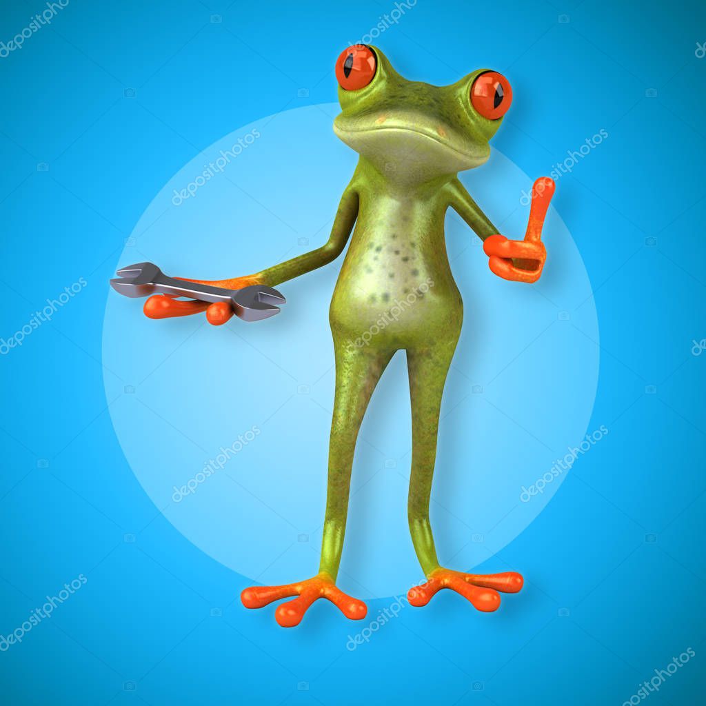 Frog holding wrench Stock Photo by ©julos 129188102