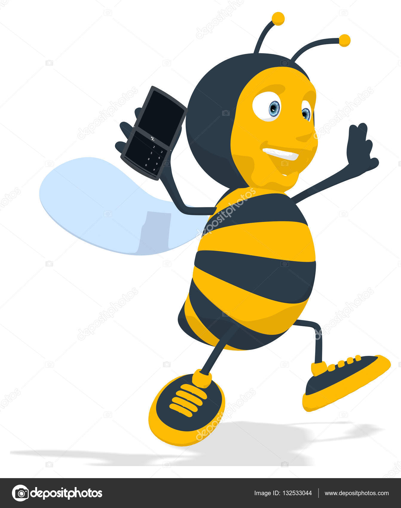 Bee holding phone Stock Illustration by ©julos #132533044