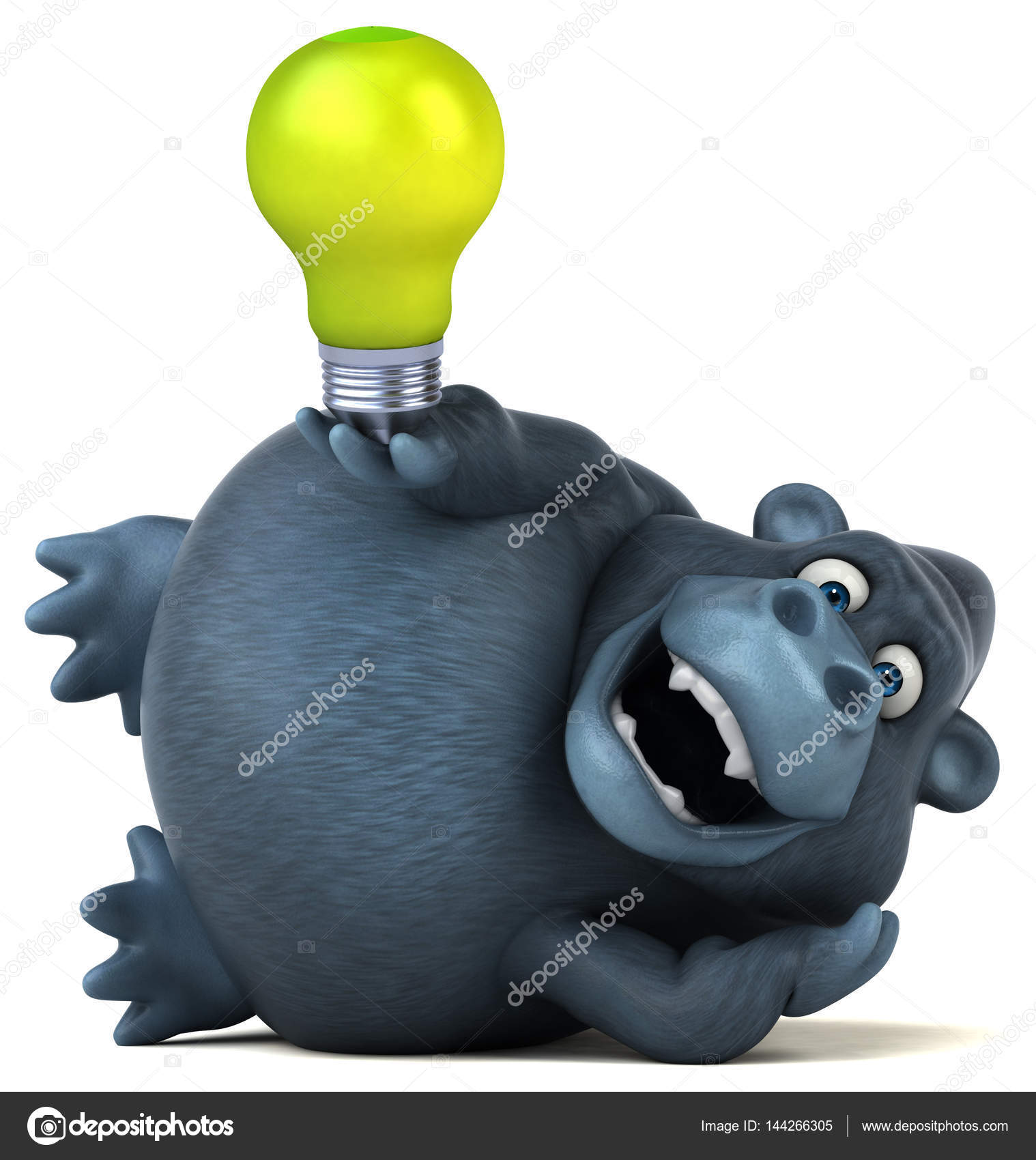 Cartoon character holding light bulb — Stock Photo © julos #144266305