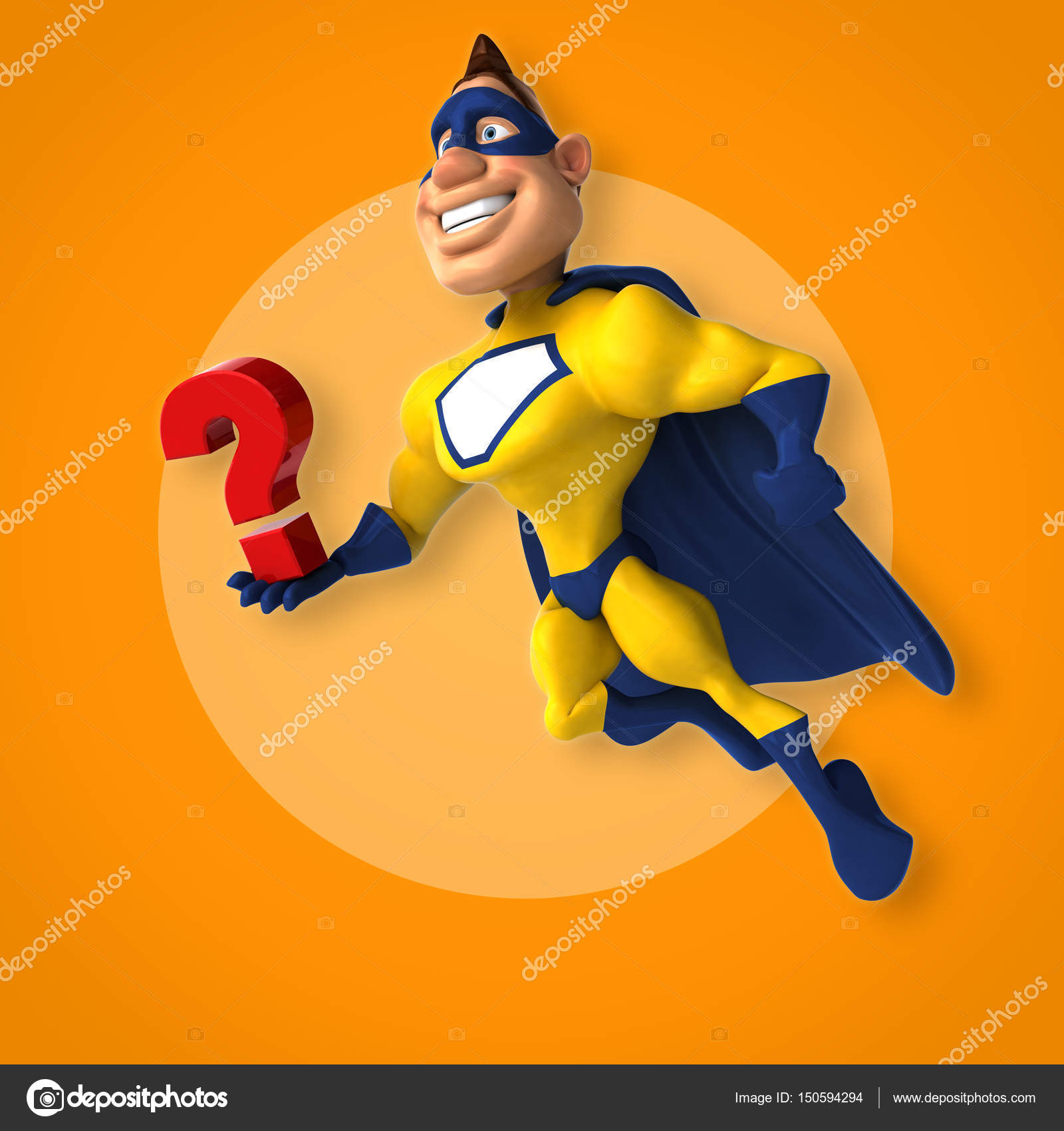 Superhero holding question mark Stock Photo by ©julos 150594294