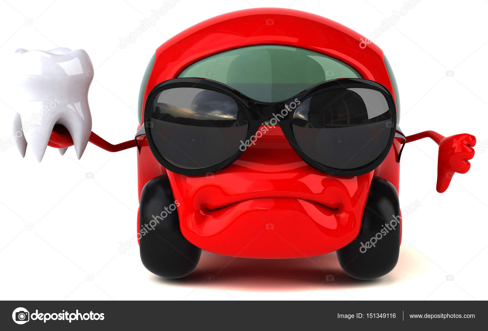 Fun car holding tooth Stock Illustration by ©julos #151349116