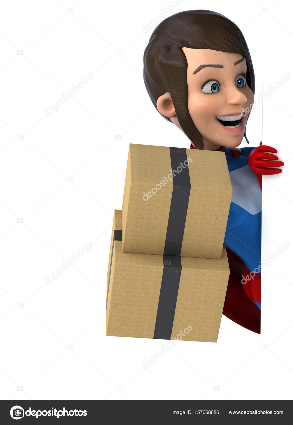Super woman holding boxes Stock Illustration by ©julos #157668686