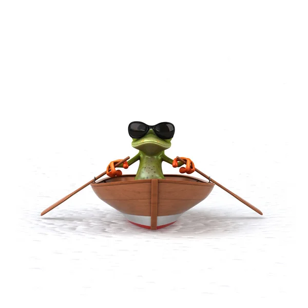 Frog rowing in boat — Stock Photo © julos #124793380
