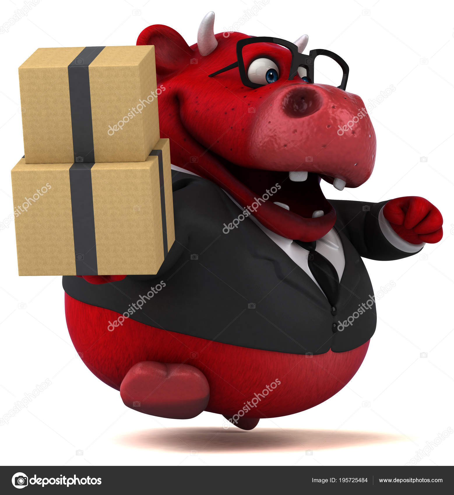Funny Cartoon Character Holding Boxes Illustration — Stock Photo ...