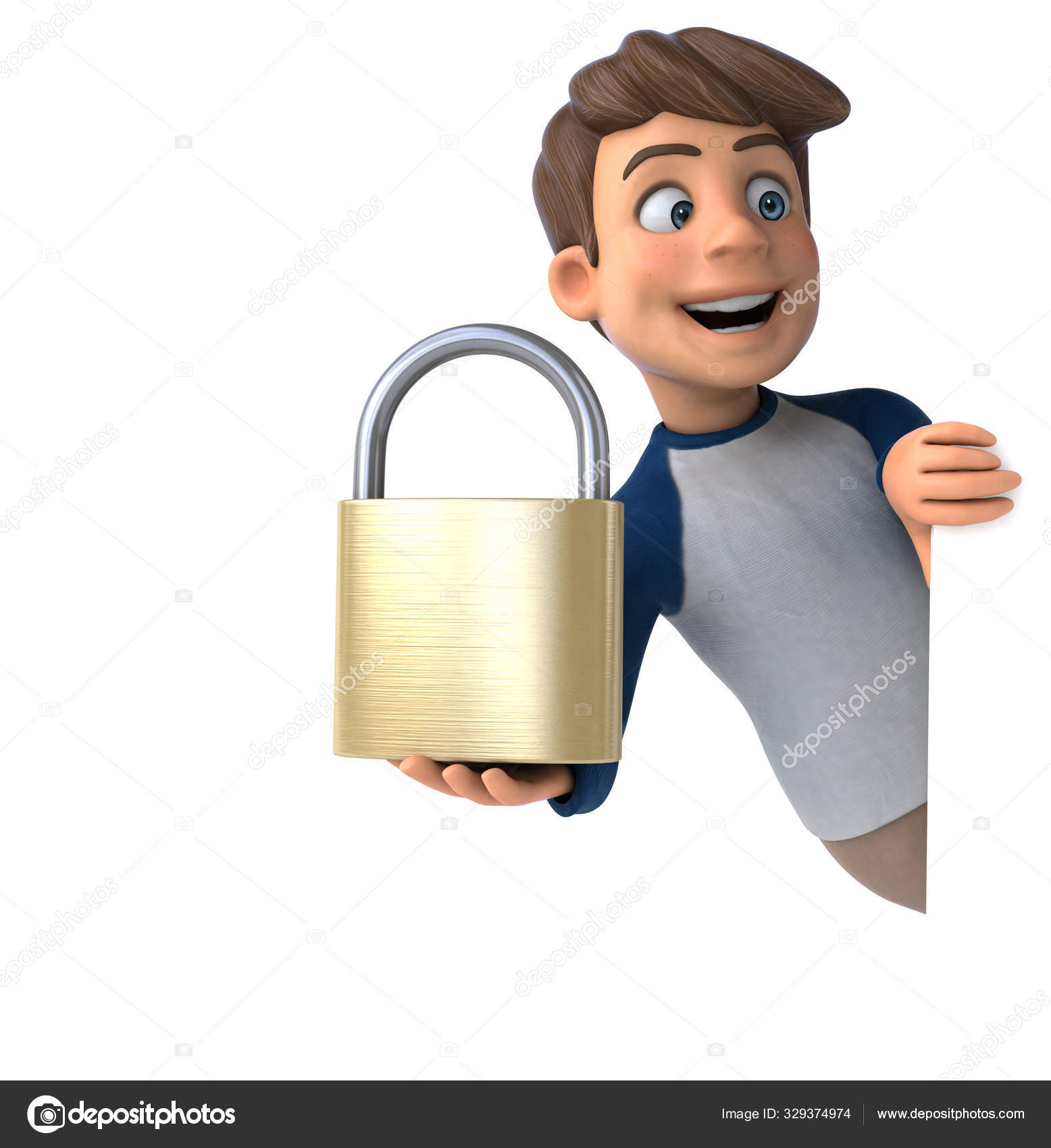 Fun Cartoon Character Lock Stock Illustration by ©julos #329374974
