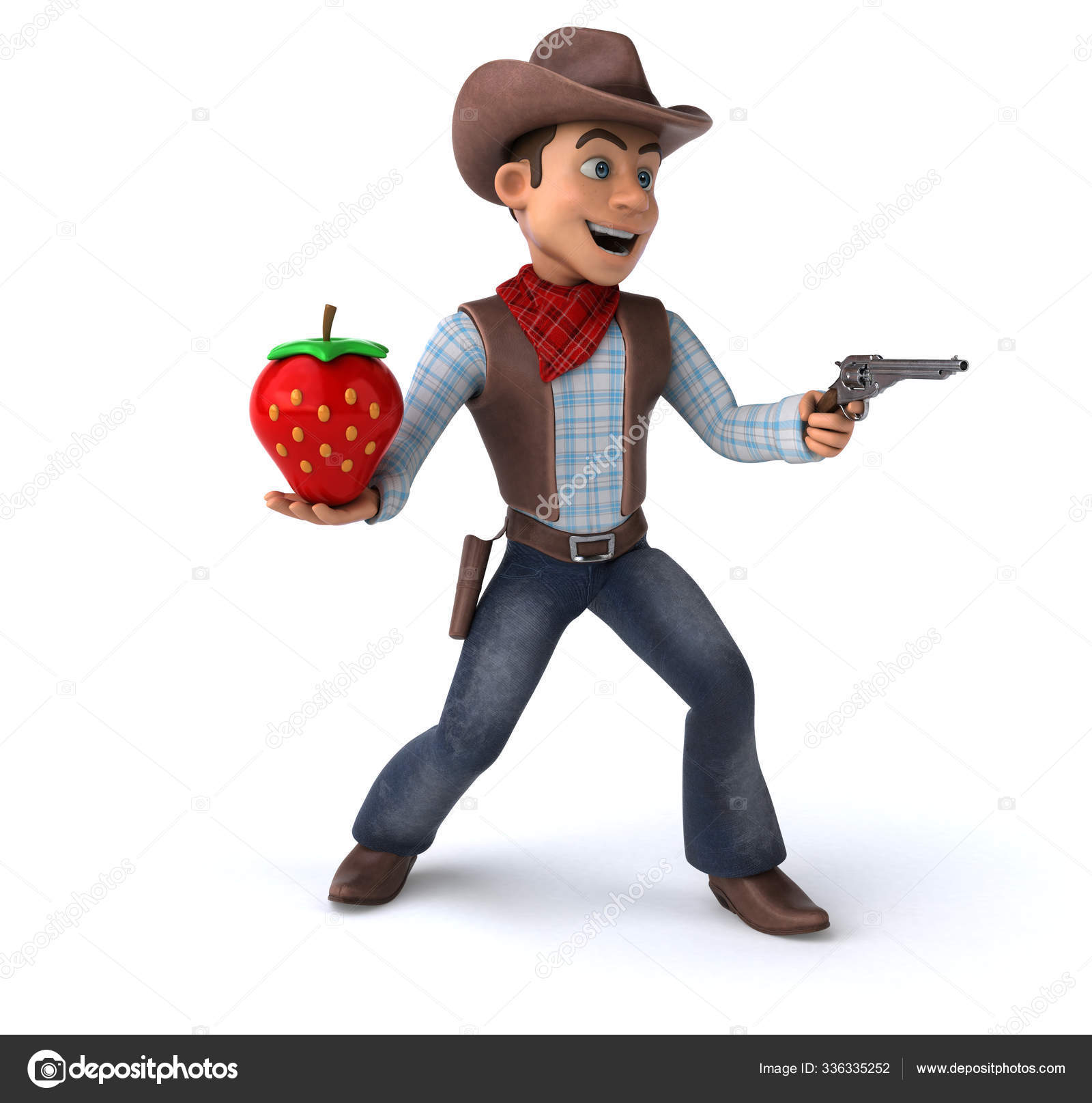 Fun Cowboy Strawberry Illustration — Stock Photo © julos #336335252