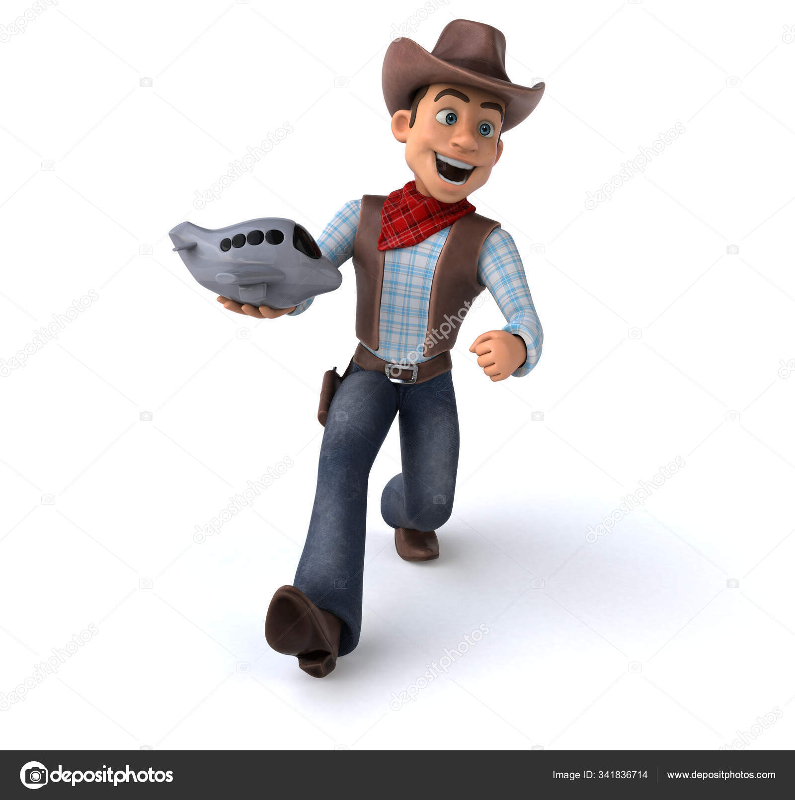 Fun Cowboy Plane Illustration — Stock Photo © julos #341836714