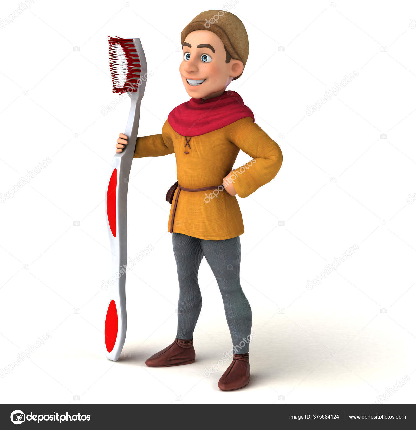 Ilustración Personaje Histórico Medieval Con Cepillo Dientes ...