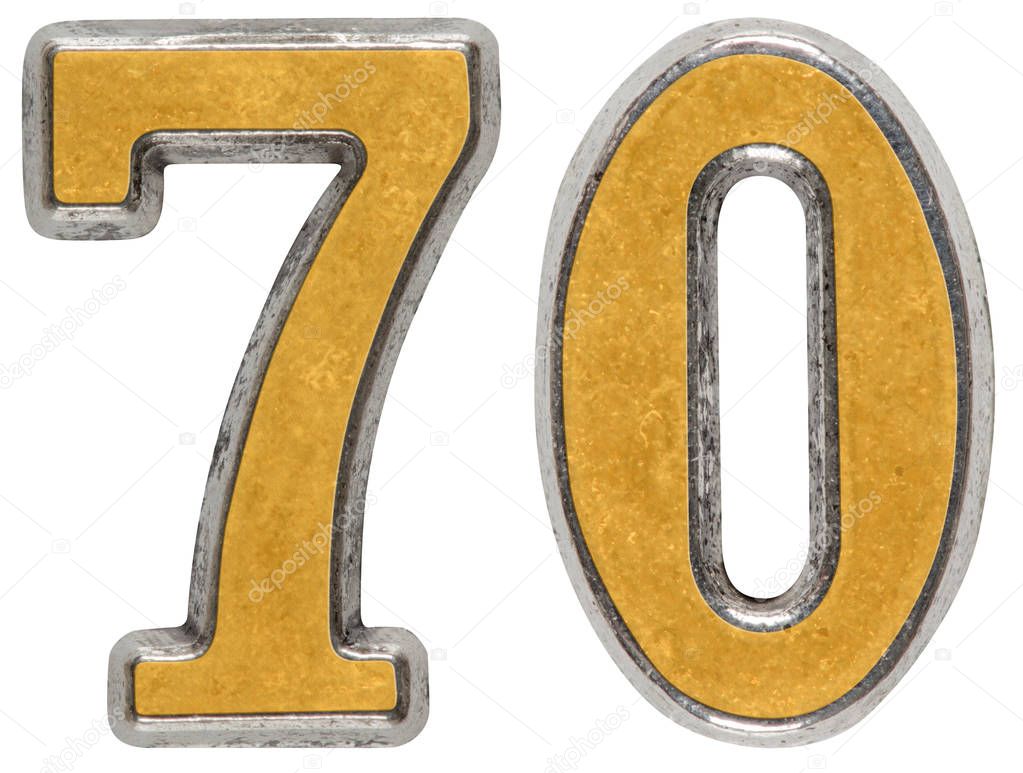 Metal numeral 70, seventy, seven, isolated on white background — Stock ...