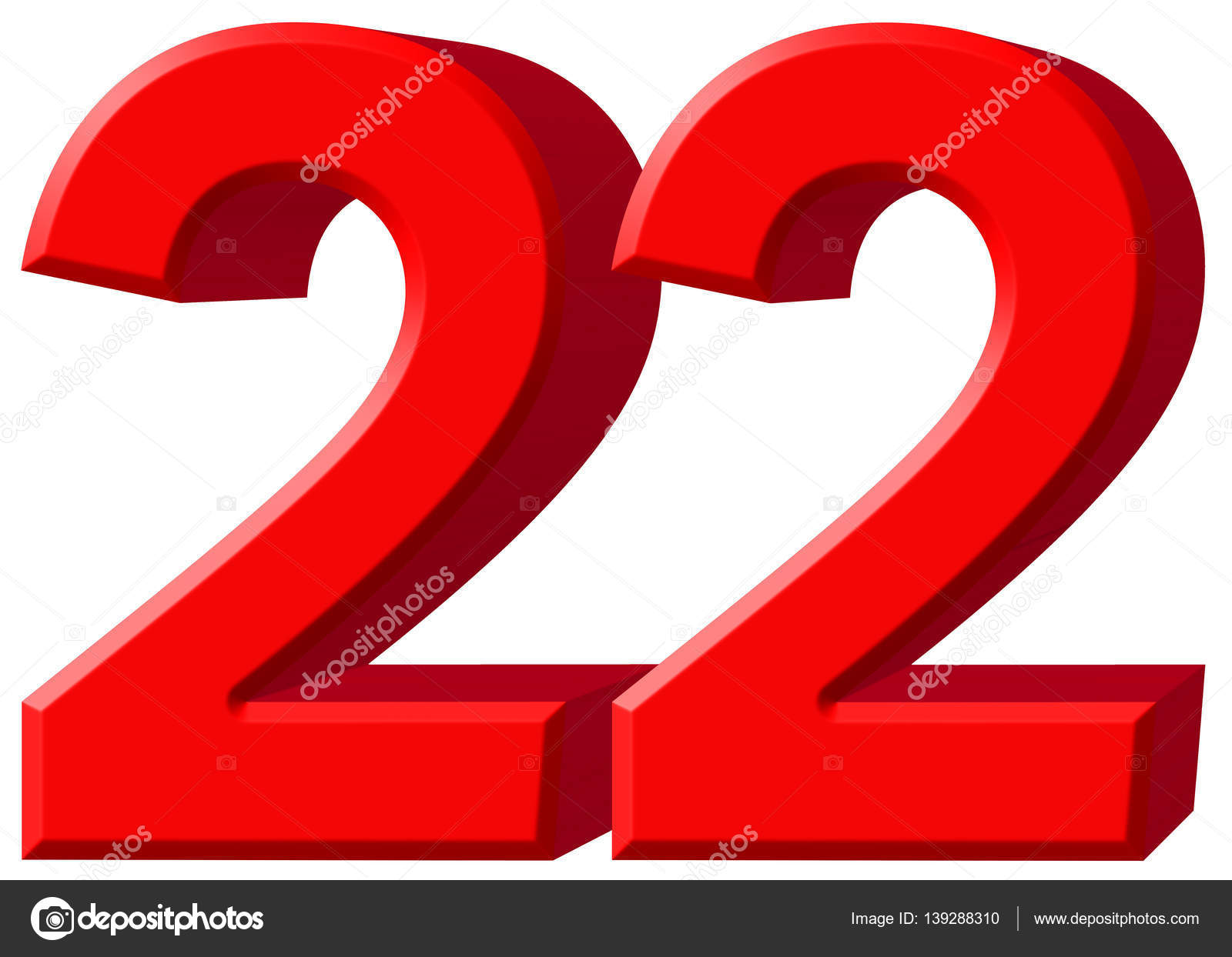 Numeral 22, twenty two, isolated on white background, 3d render — Stock Photo © kostyuchenko ...
