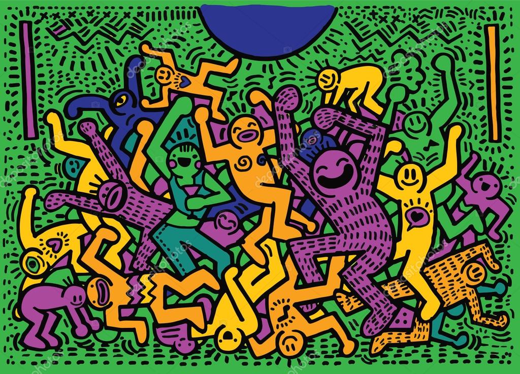 Dibujo a mano Doodle Vector Ilustraci n de gente divertida del partido 2024