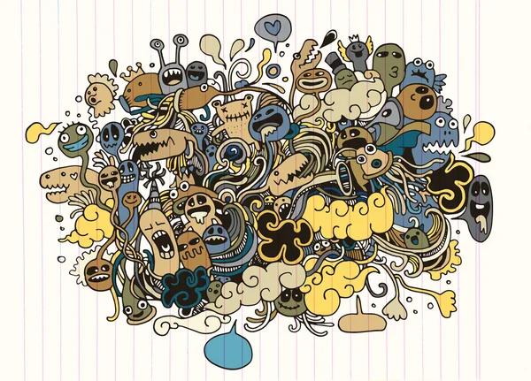 Hand drawn Monsters and cute alien Stock Vector by ©9george 80741716