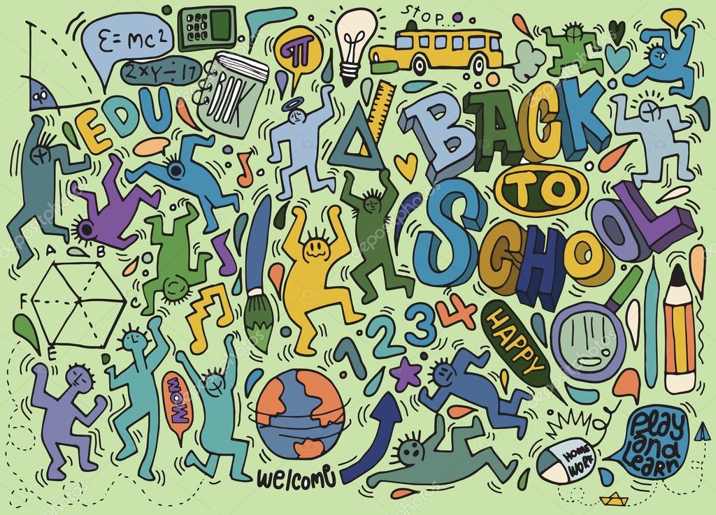 Back to school themed doodle background,School doodles, vector s Stock ...