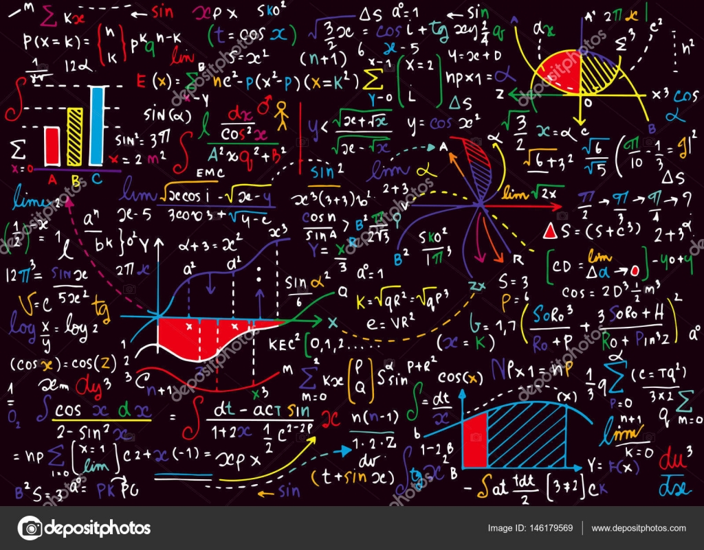 Pola vektor pendidikan matematika dengan rumus tulisan tangan, tugas ...