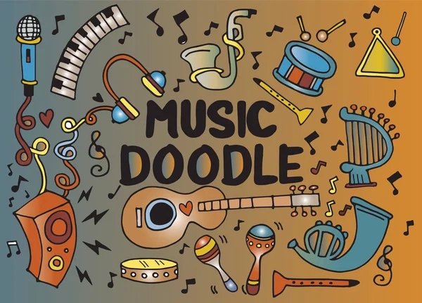 Collection of Music Instruments in circle,Hand drawn illustratio Stock ...