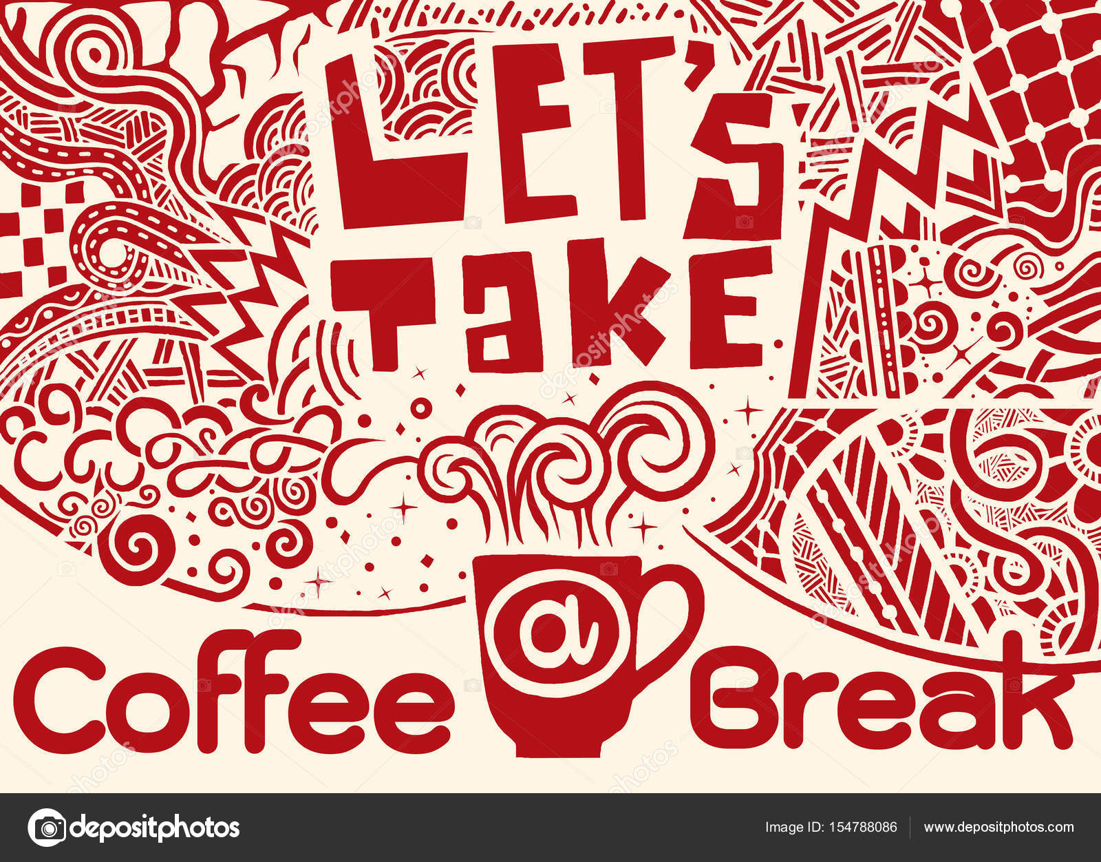 Lets take a coffee break lettering. Coffee quotes. Hand drawn v — Stock ...