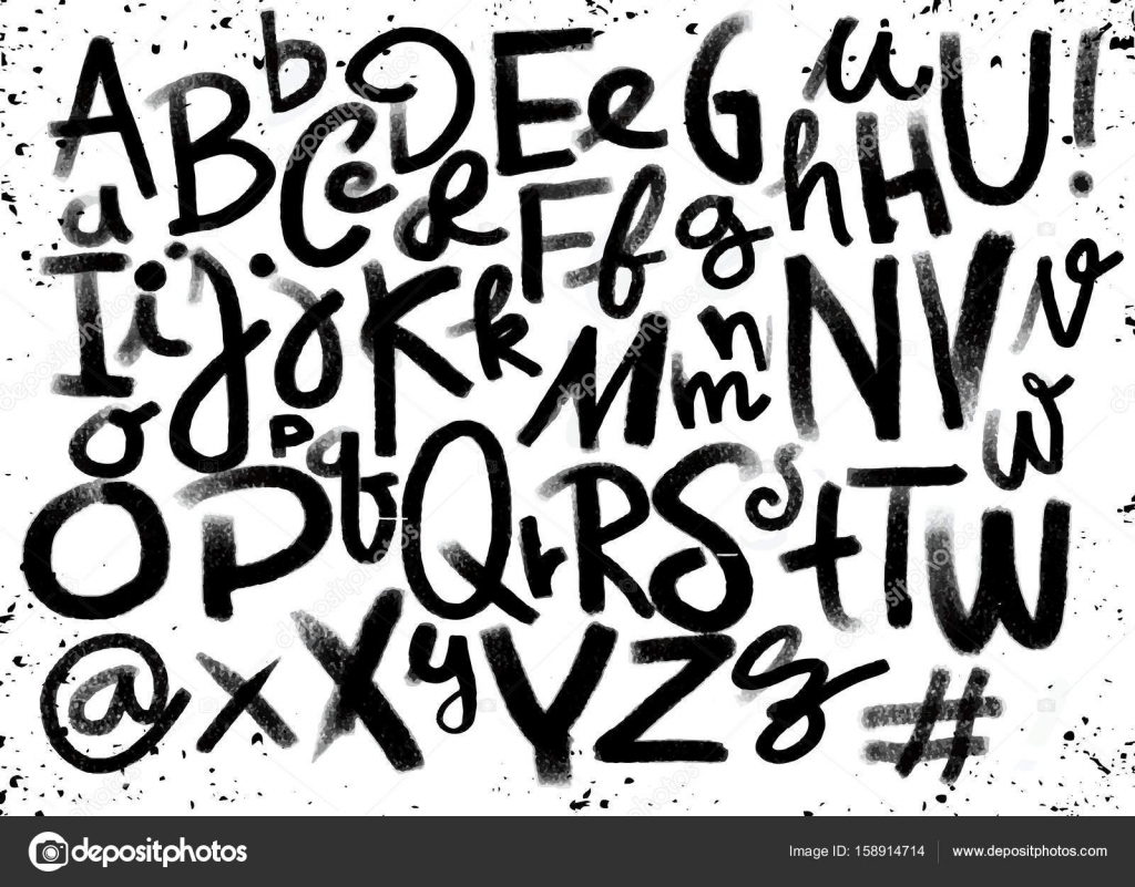 Ročník tužka písmo rukou nakreslené abeceda, kreslení křídou na ch ...