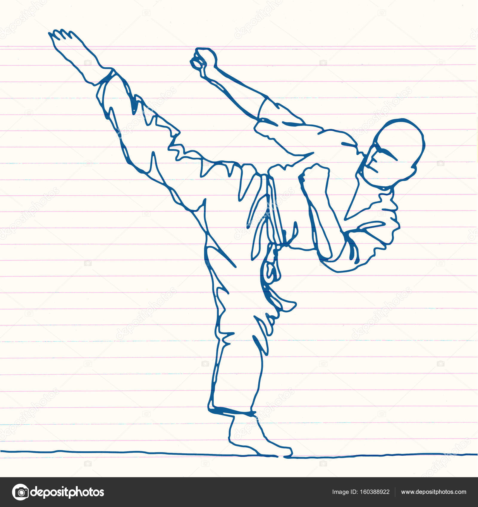 Continuous line drawing of karate athlete Stock Vector by ©9george ...