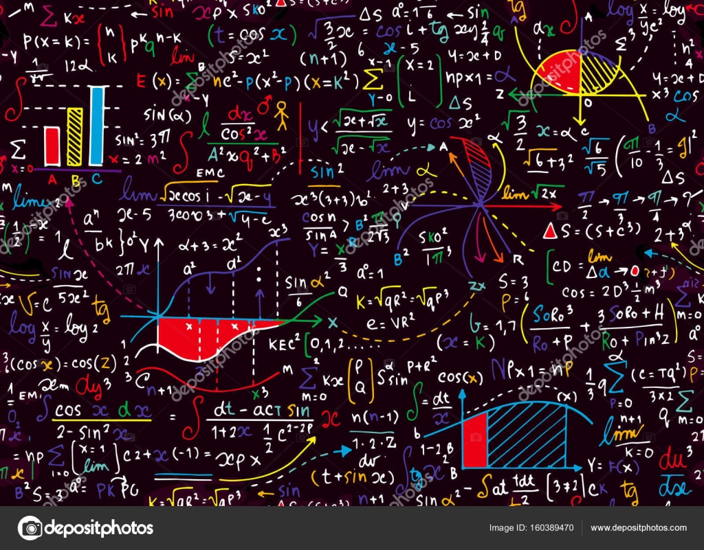 Math education vector pattern with handwritten formulas, tasks, Stock ...