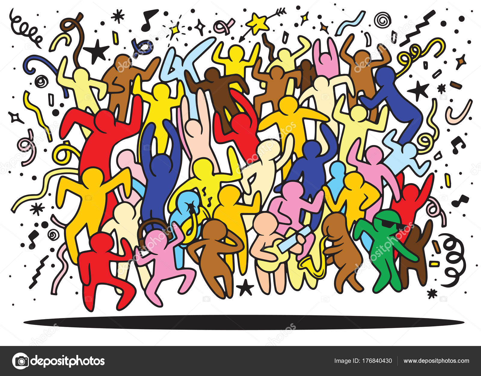 Dibujo a mano Doodle Vector Ilustración de gente divertida del partido ...