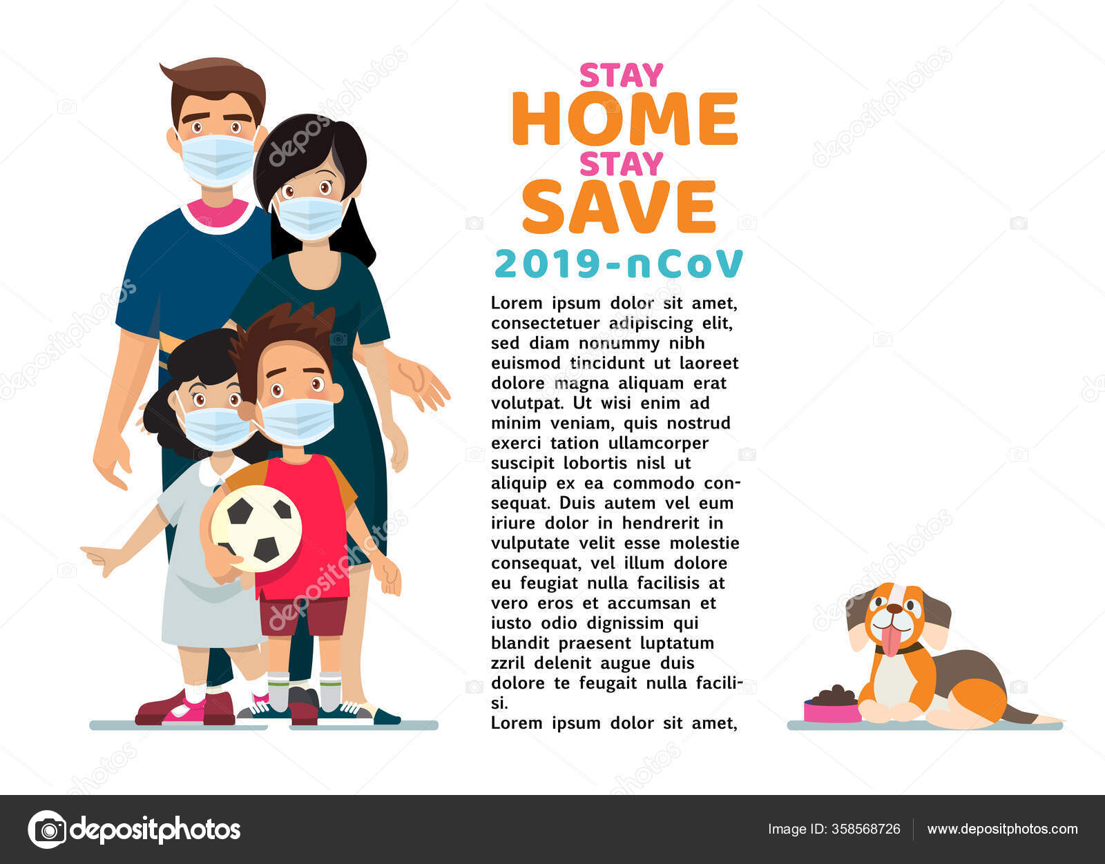 Family Protecting Children Them Virus Covid Wearing Masks Stop Spread ...