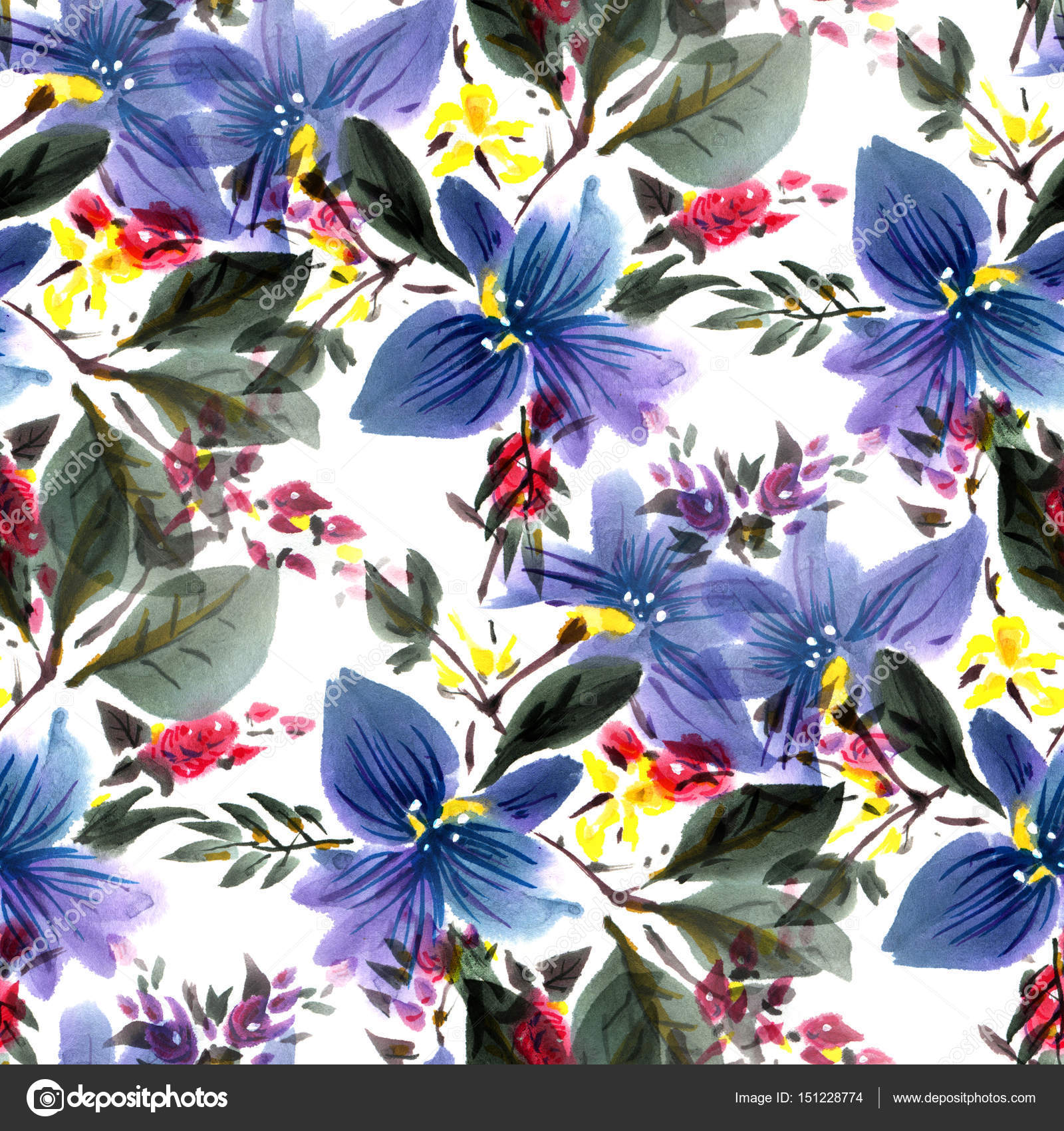 Watercolor flowers pattern — Stock Photo © tiff20 #151228774