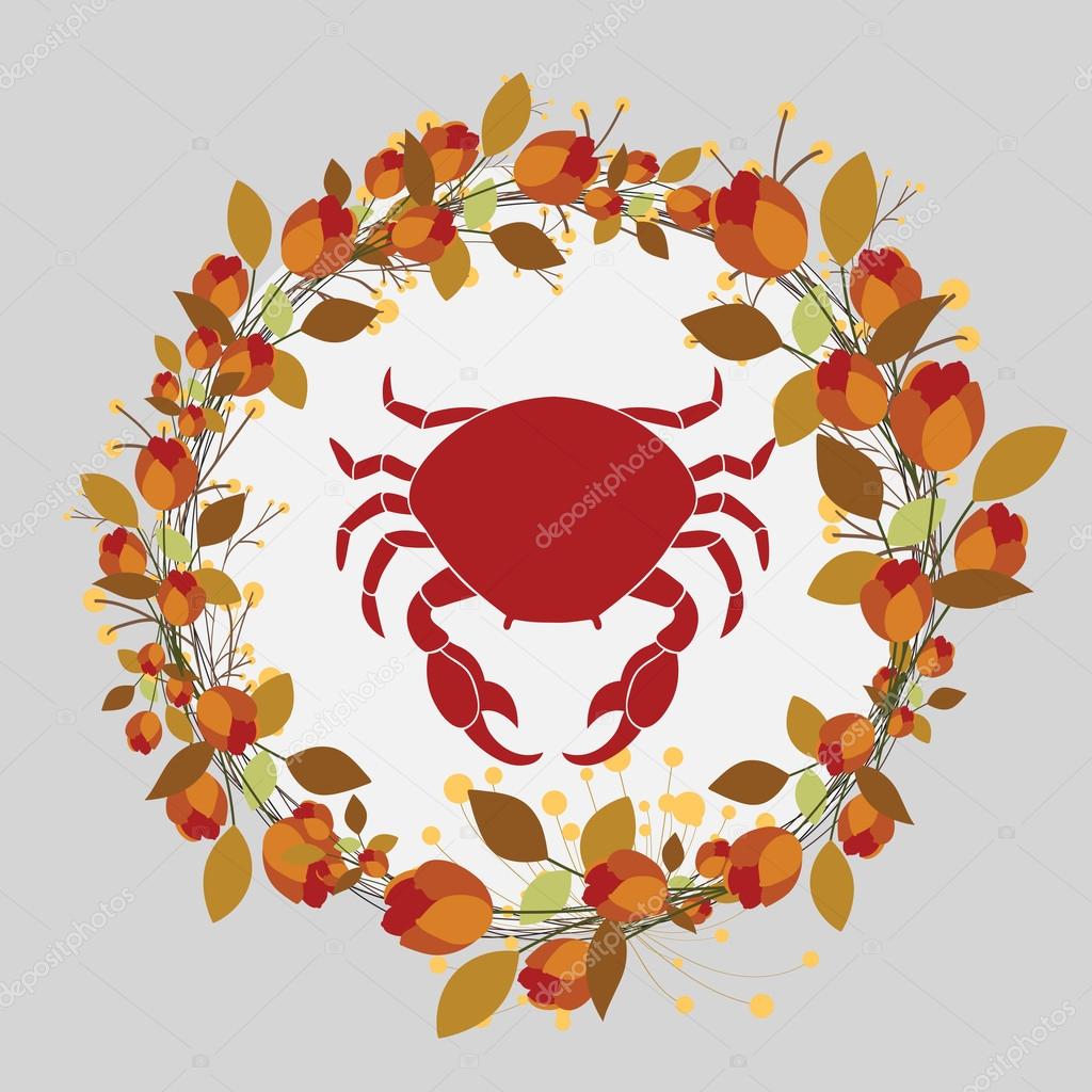 Crab in Flourish Wreath Stock Vector Image by ©baavli #125478132