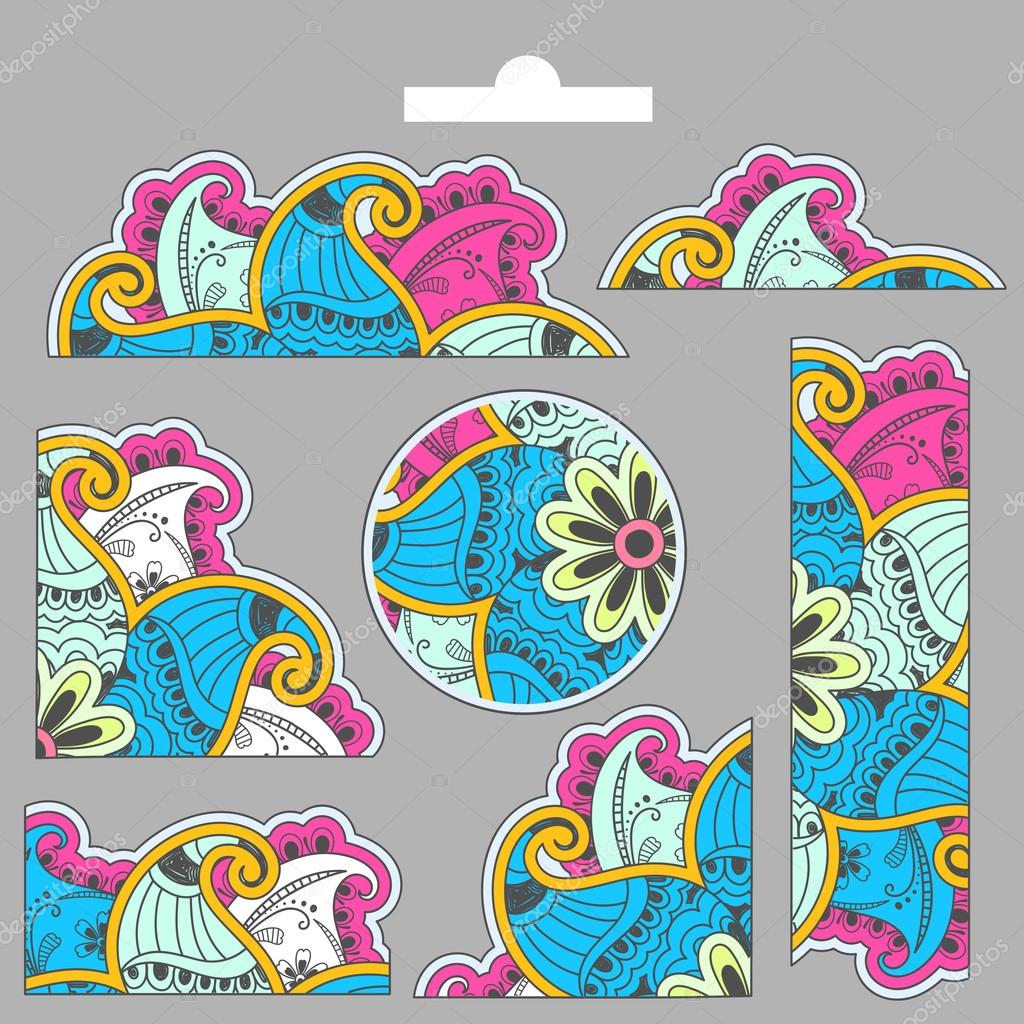 Abstract Henna Designs Stickers Set Stock Vector Image by ©baavli ...