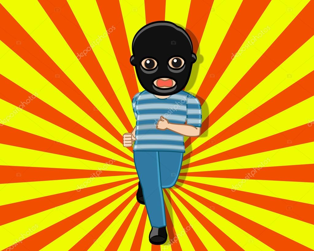 Ladrón de dibujos animados corriendo vector, gráfico vectorial © baavli ...